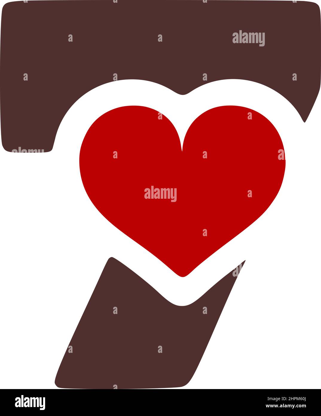 Number 7 with heart symbol doodle icon on white background Stock Vector ...