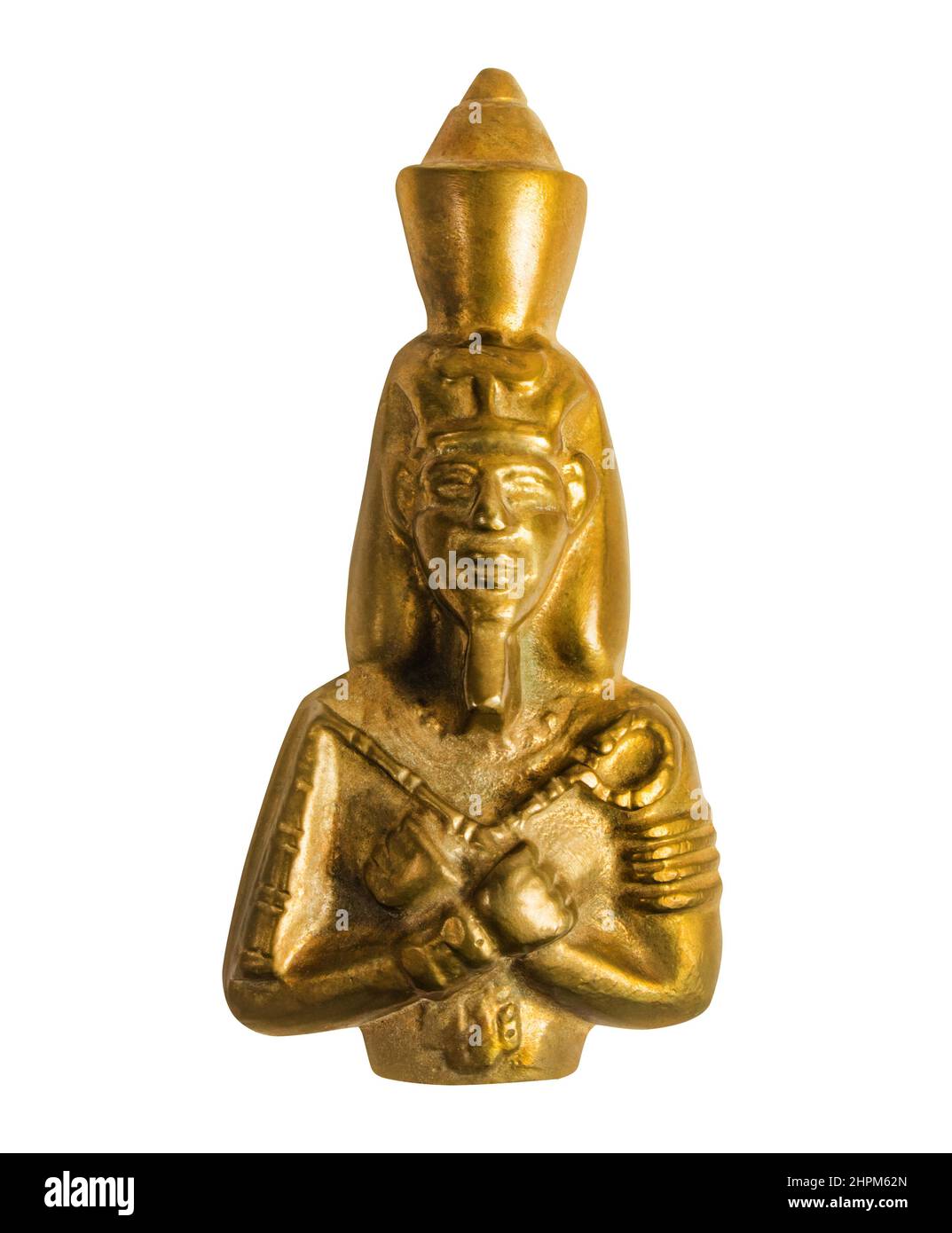 Isolated photo of antique copper or golden pharaoh bust statue on white ...