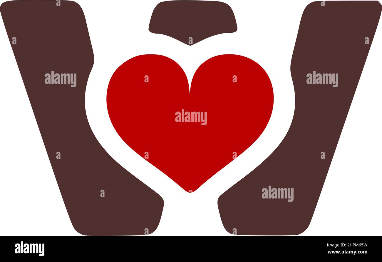 Letter w with heart symbol doodle icon Stock Vector Image & Art - Alamy