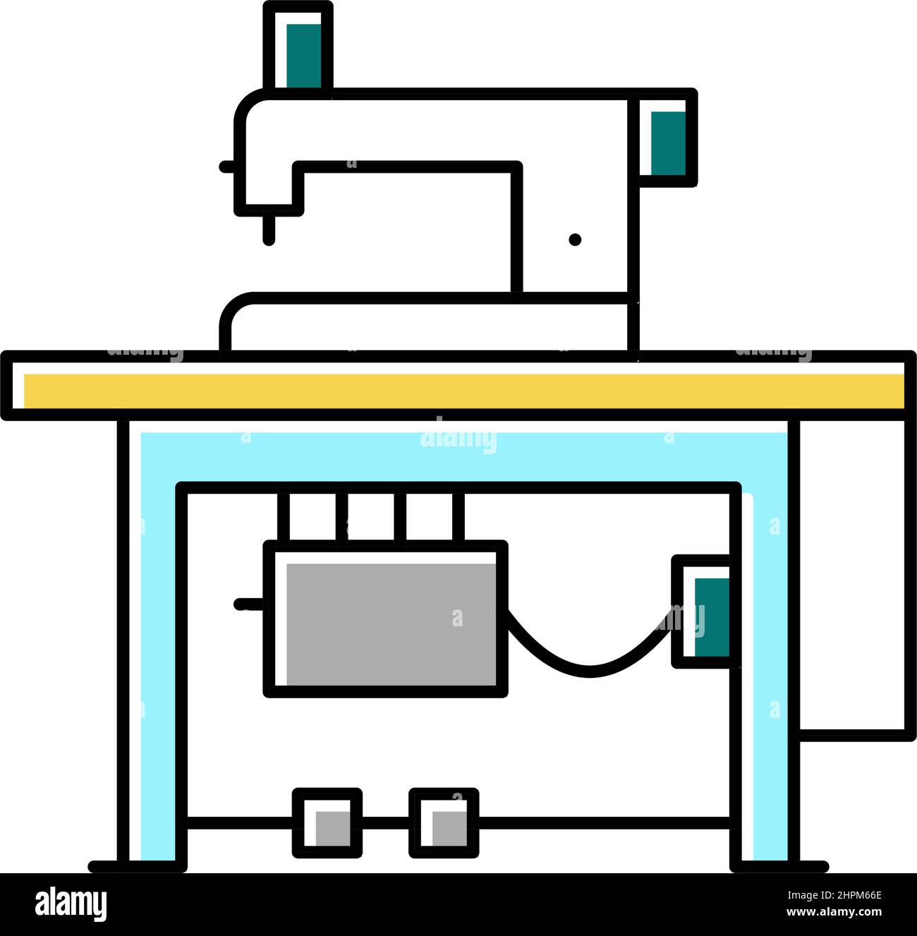 sewing machine textile workplace color icon vector illustration Stock ...