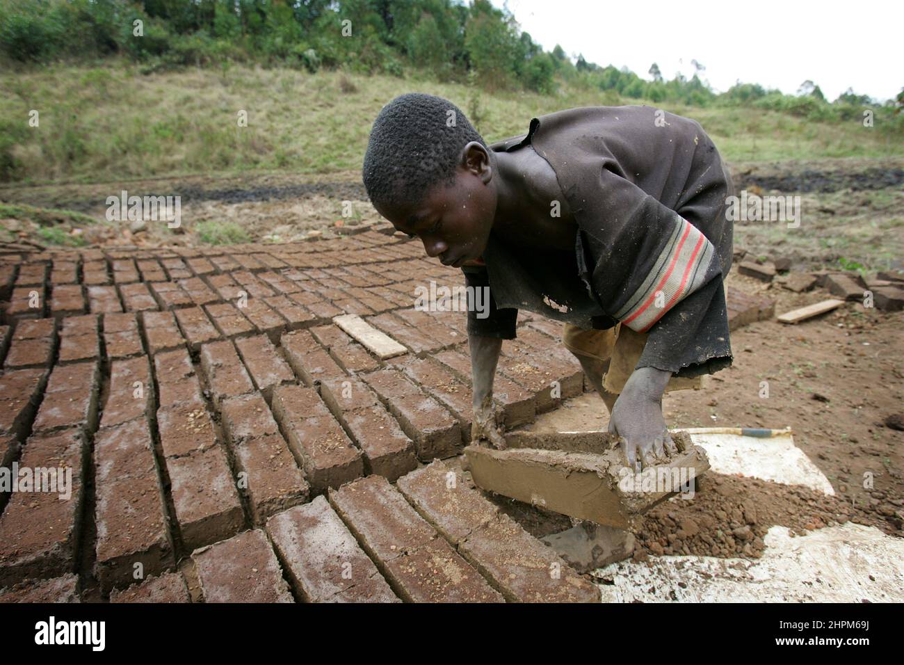 Brick manufacturing at Lake Kivu near Bukavu. The picture is deceptive ...