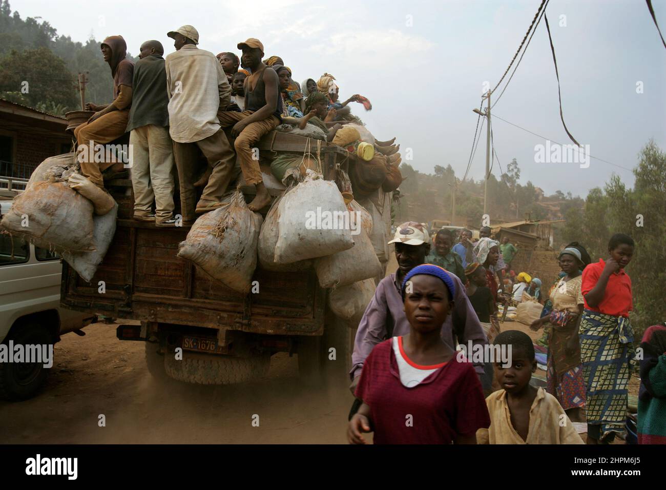 Everyday life in the slums at Lake Kivu near Bukavu Congo. The picture ...