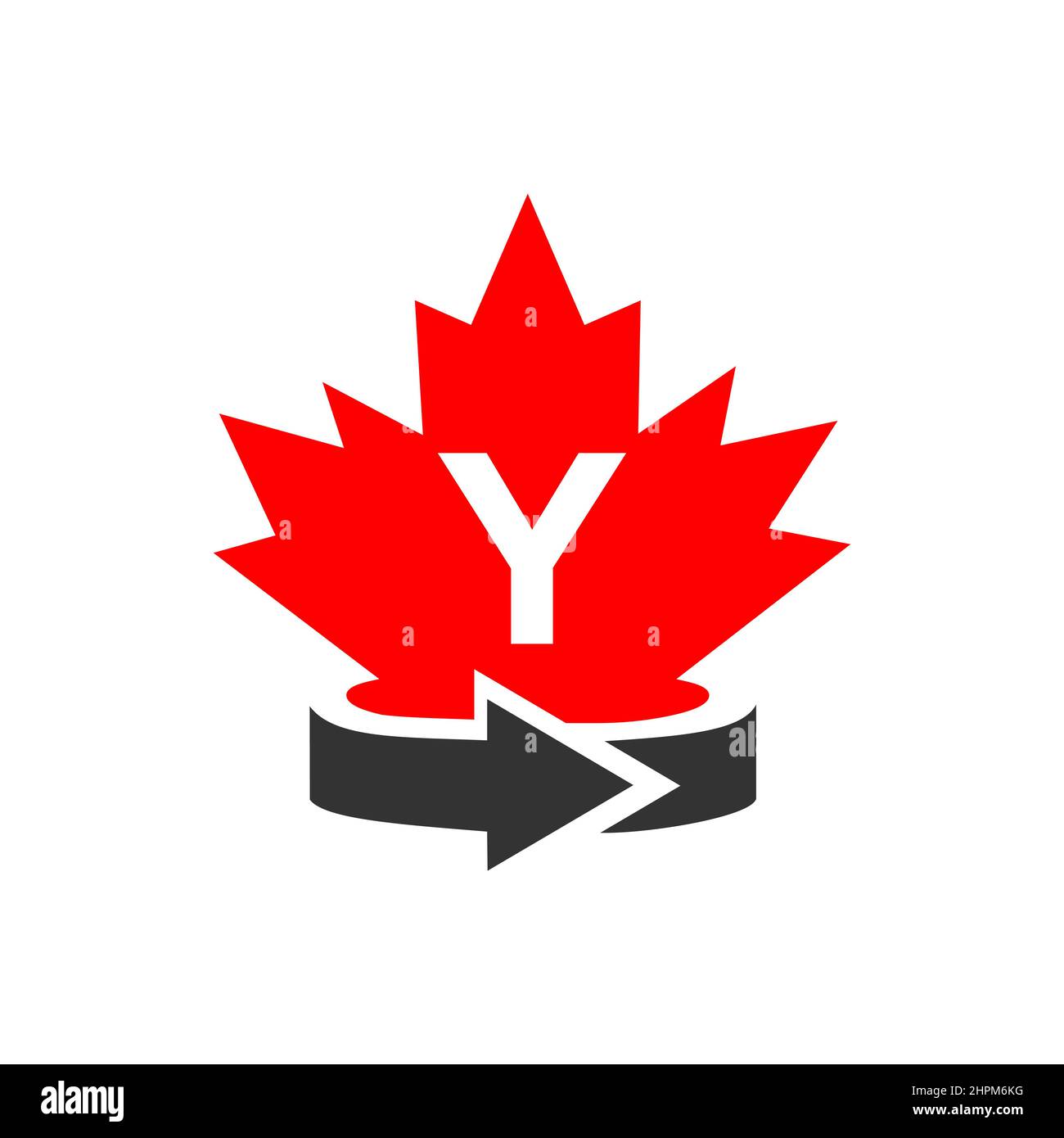 Canadian Maple Leaf Logo Design On Letter Y Template. Red Maple ...