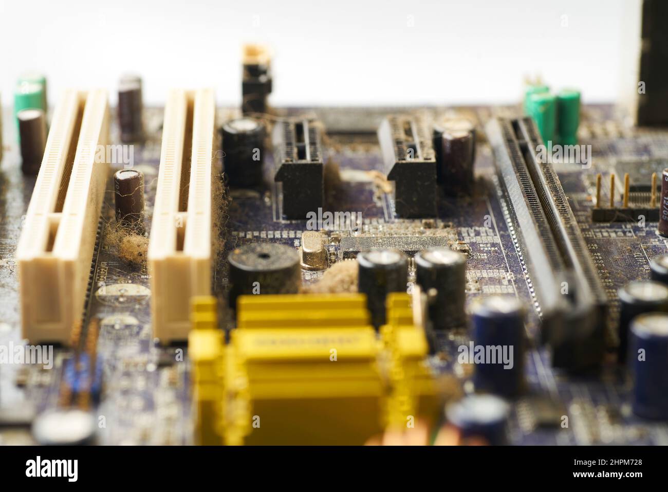 Old computer system unit with spider web and dust inside Stock Photo ...
