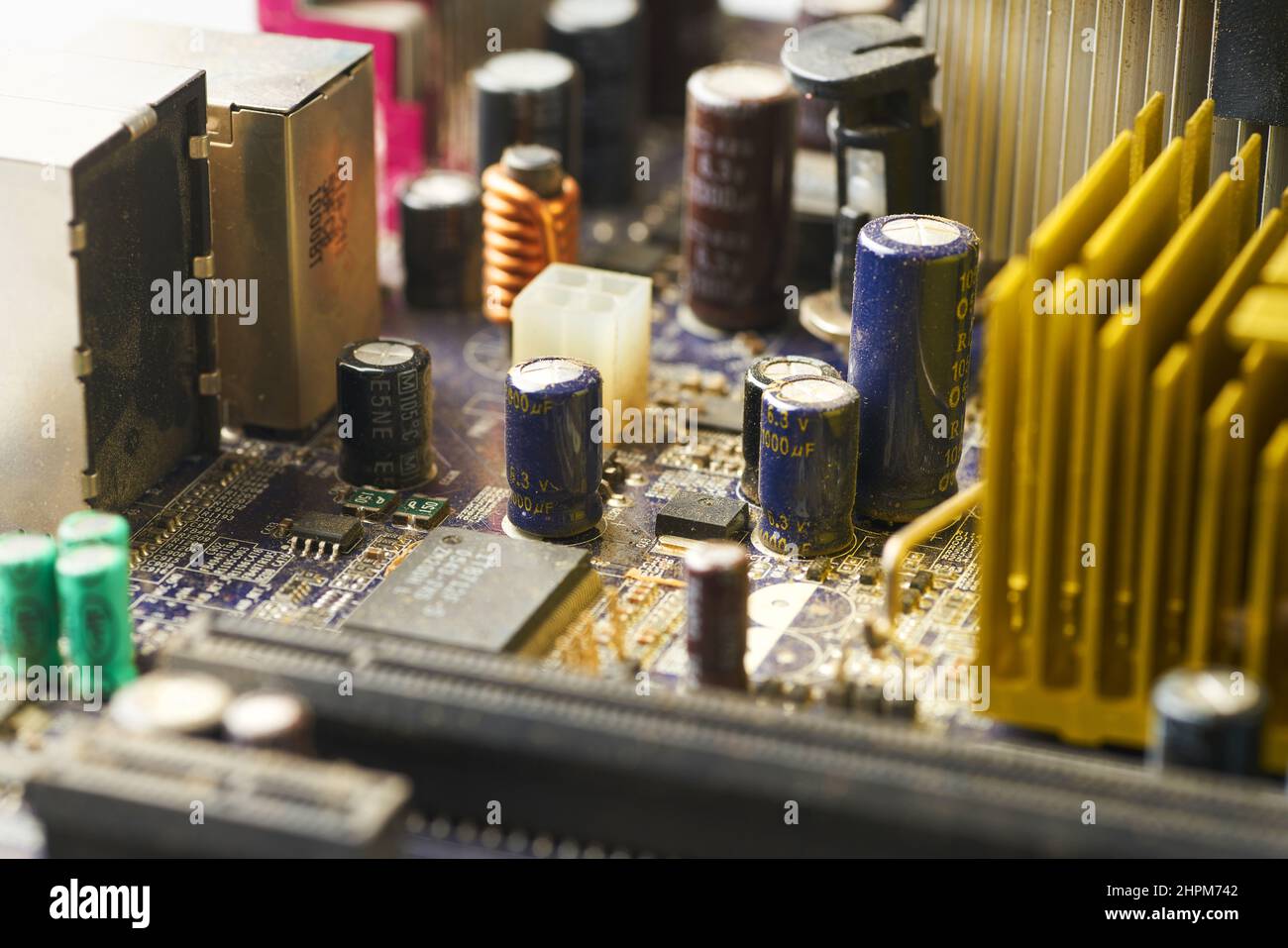 Old computer system unit with spider web and dust inside Stock Photo ...