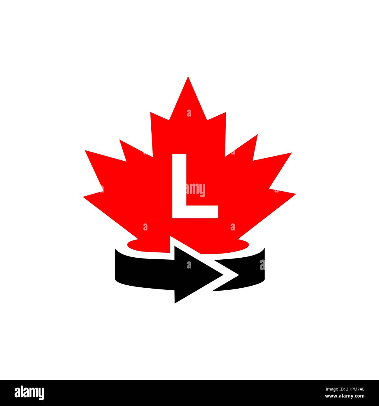 Canadian Maple Leaf Logo Design On Letter L Template. Red Maple ...