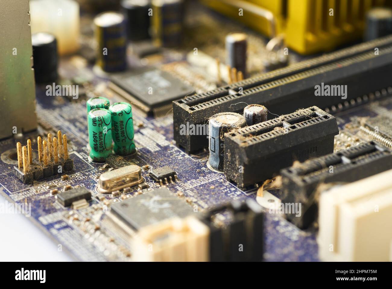 Old computer system unit with spider web and dust inside Stock Photo ...