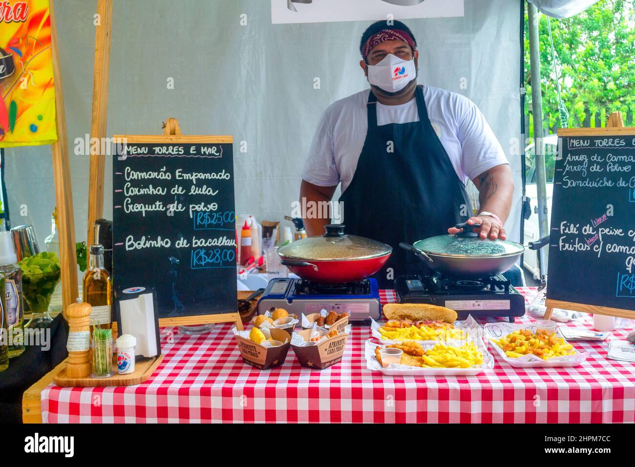 Food stand by 'Torres E Mar'seen in in the traditional fair in the ...