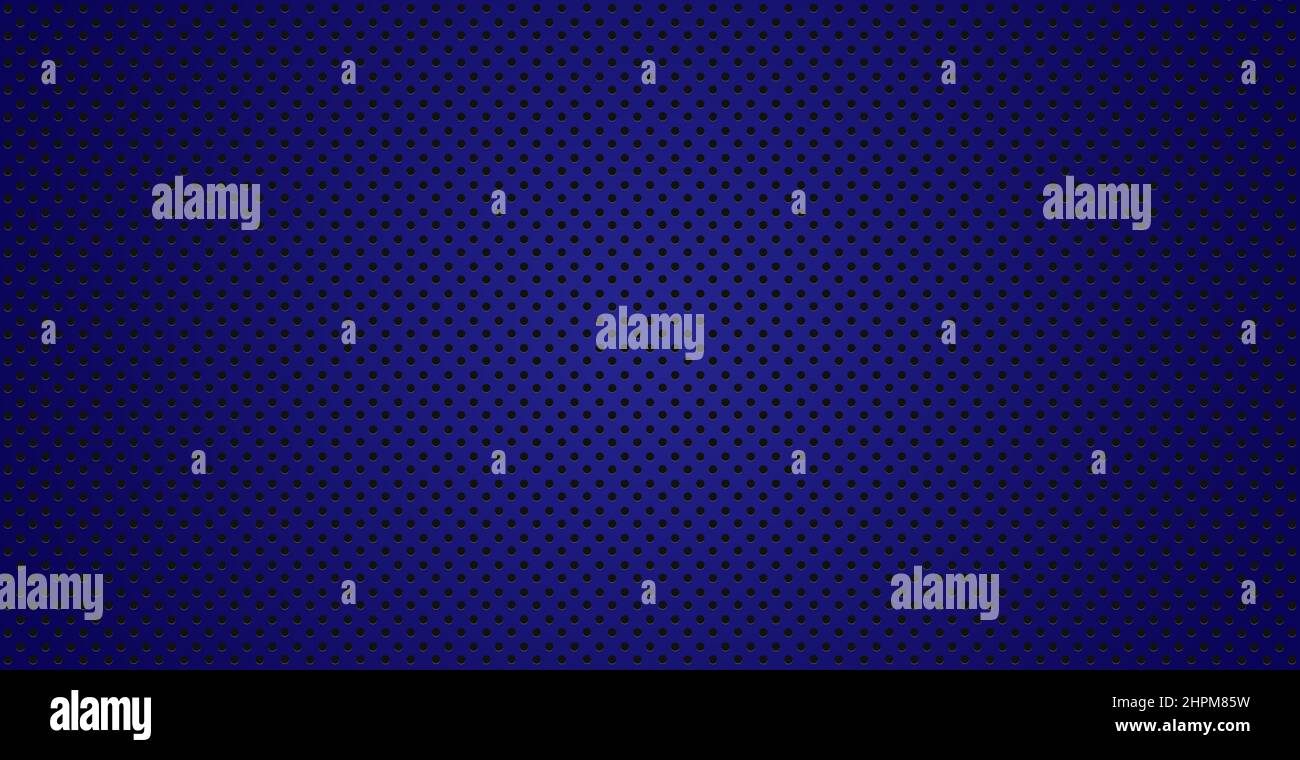 Blue perforated blue background with black holes and glow ...