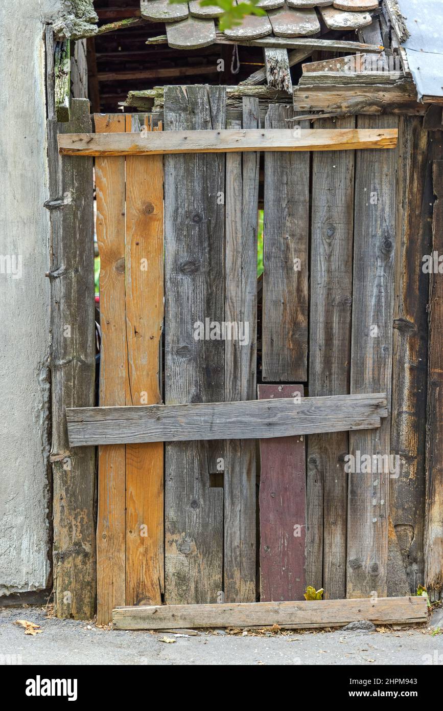 Old Shed Door Made From Re Used Recycled Wood Material Stock Photo - Alamy