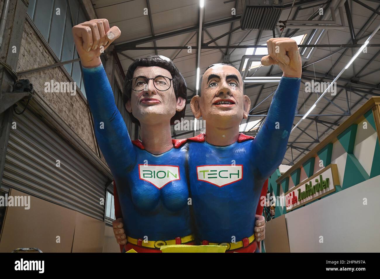 Cologne, Germany. 22nd Feb, 2022. A motive car with the Biontech ...