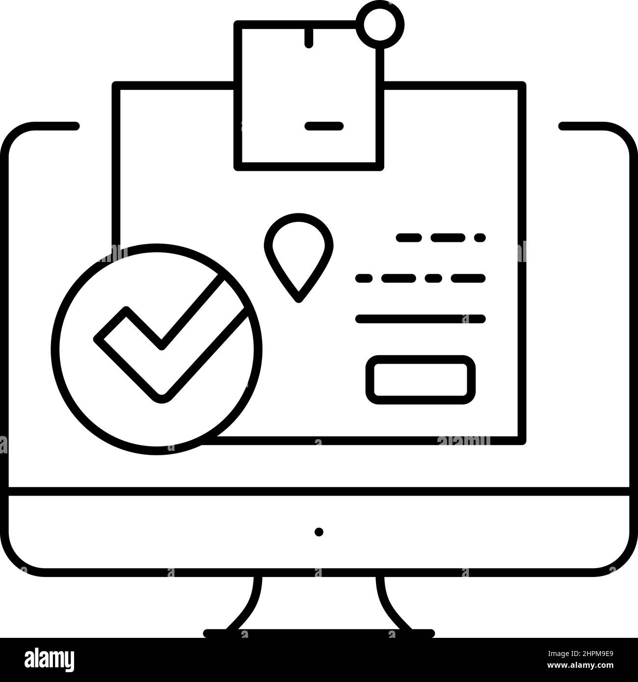 delivered parcel status line icon vector illustration Stock Vector ...