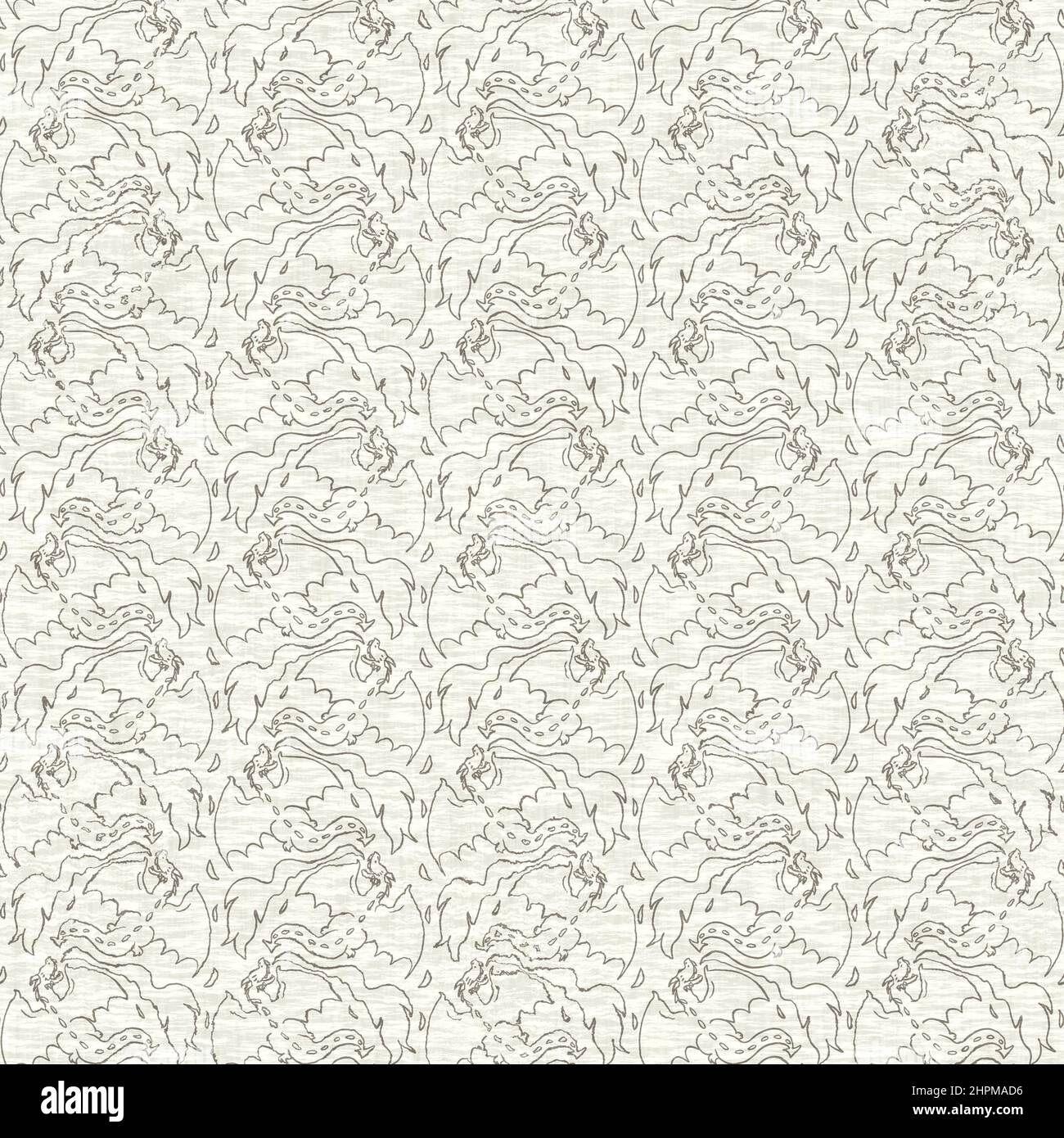 Dragon linen effect texture pattern. Seamless woven mythical reptile ...