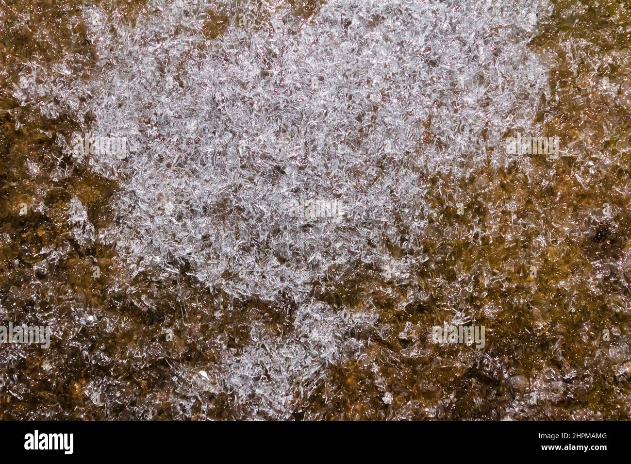 Close up photo of frozen brown colored ground surface texture ...
