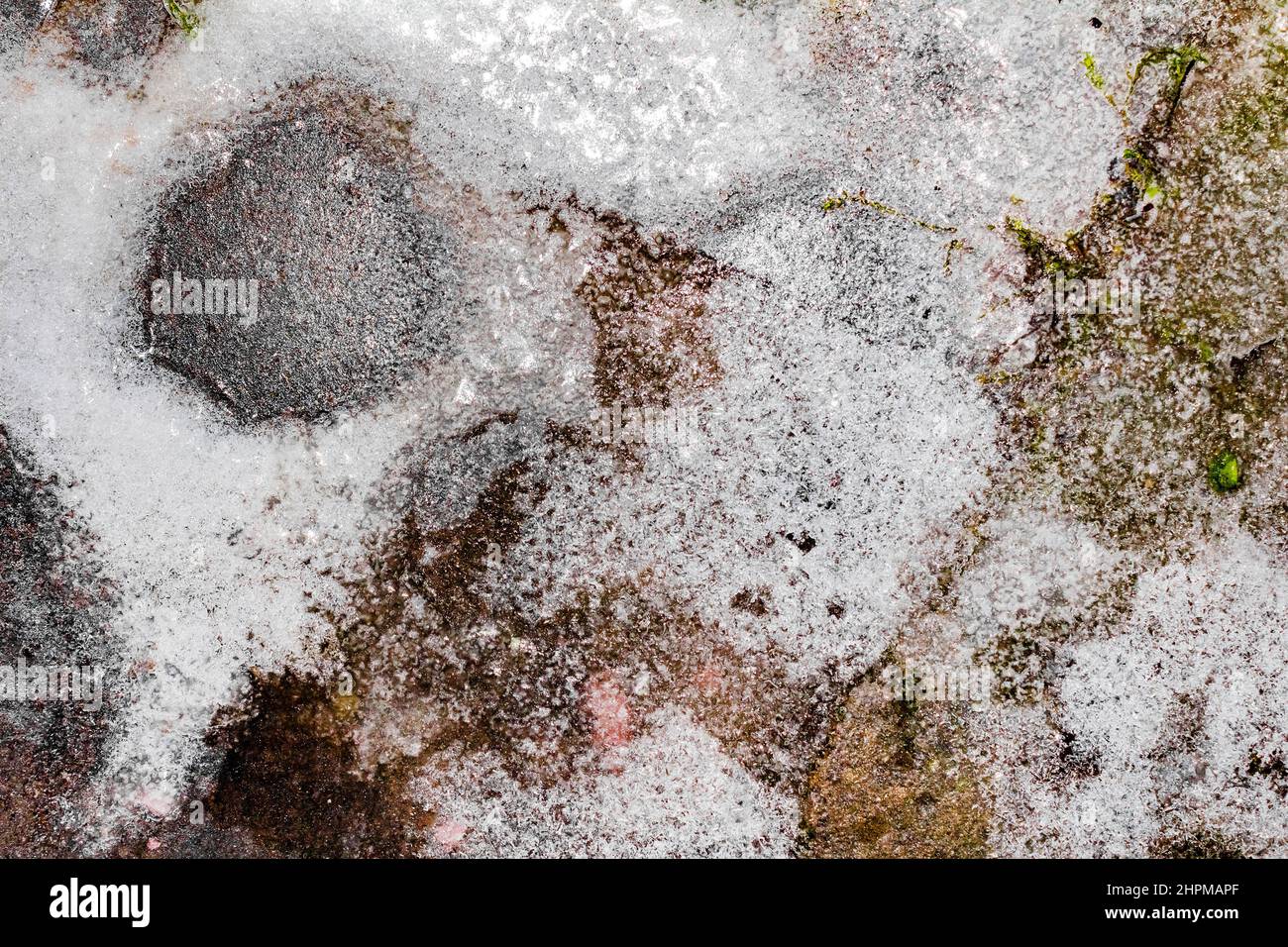 Close up photo of frozen ground covered in ice surface texture ...