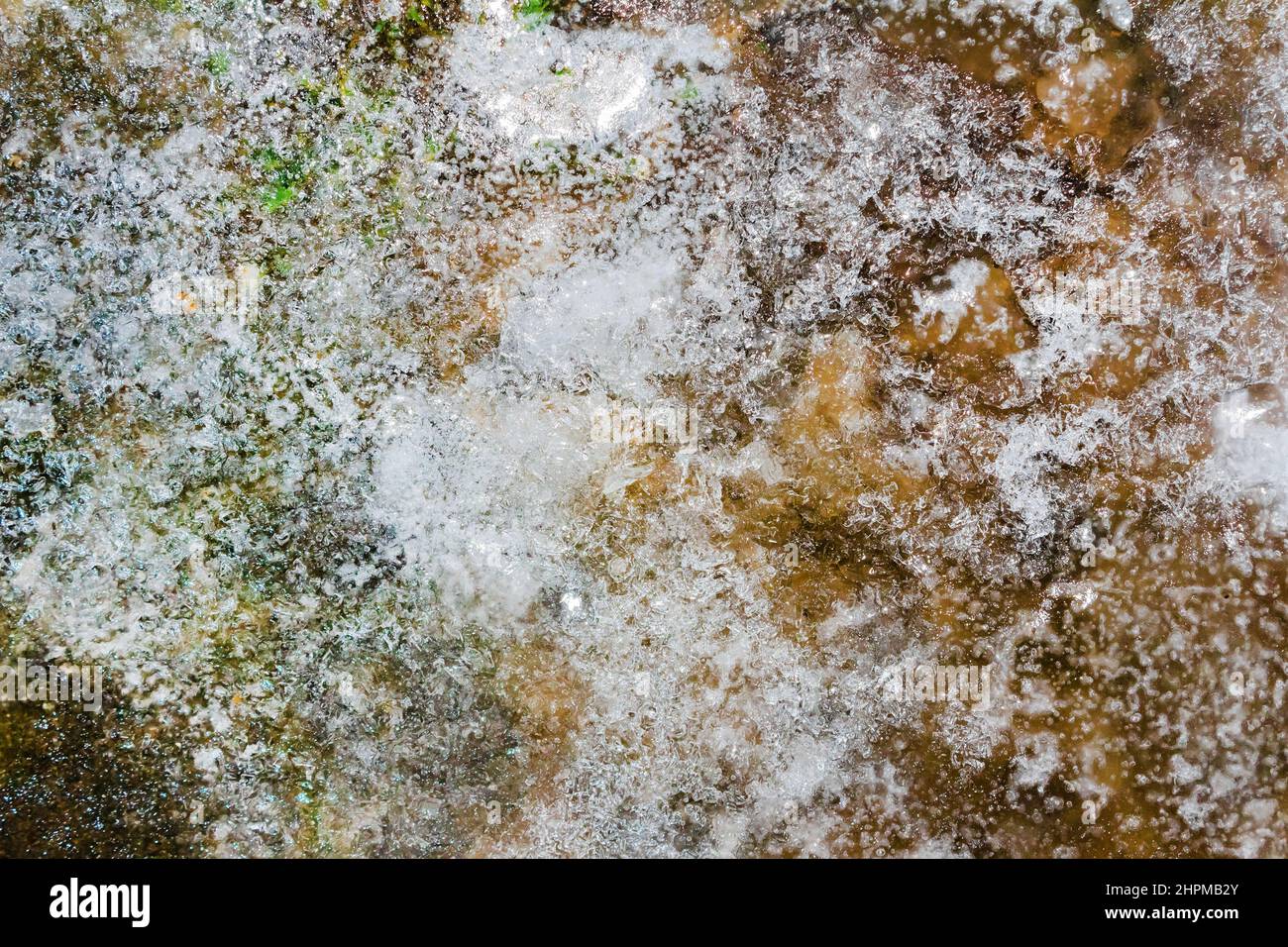 Close up photo of frozen brown colored ground surface texture ...