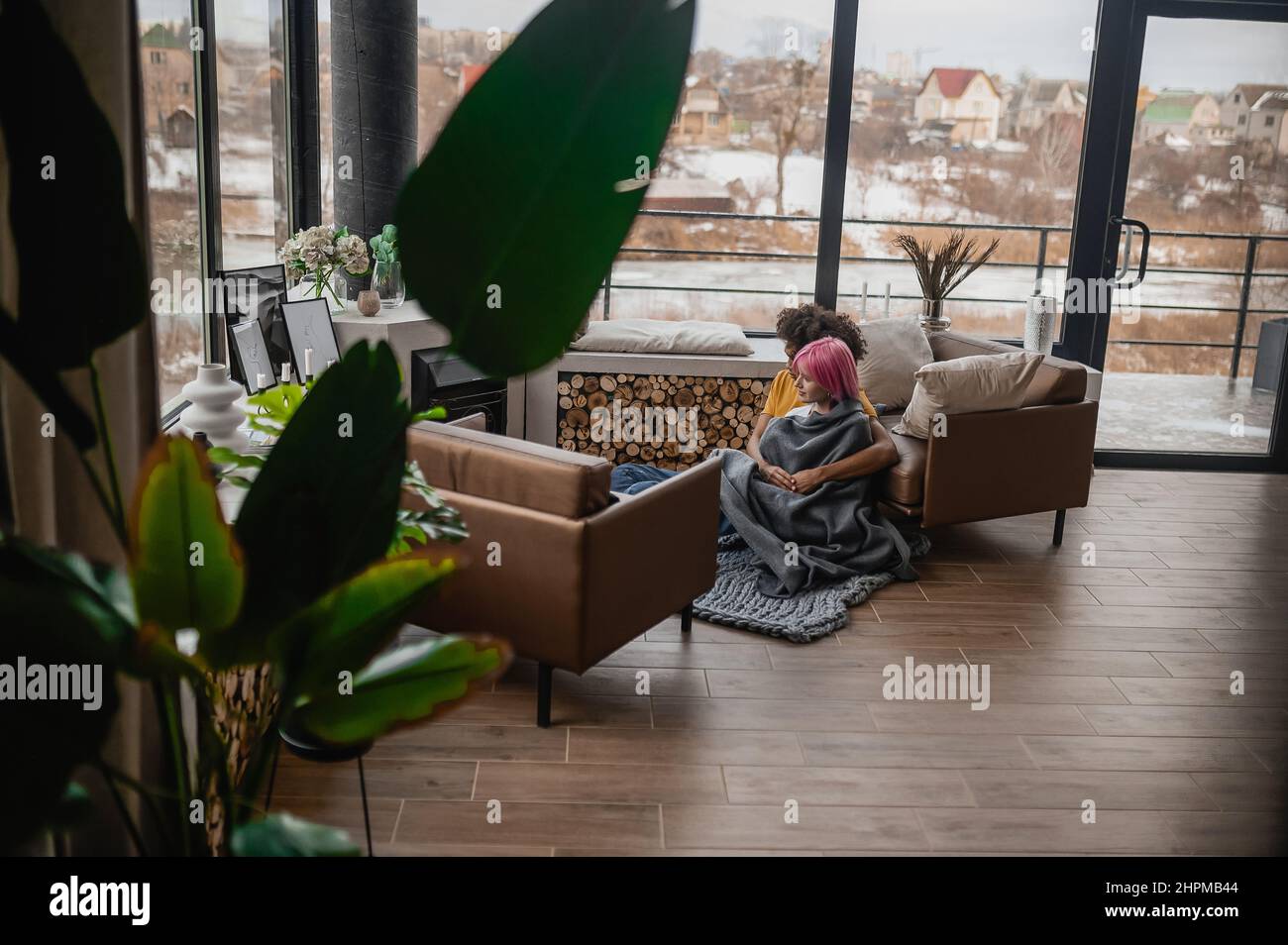 Two young people feeling comfortable and peaceful together Stock Photo ...