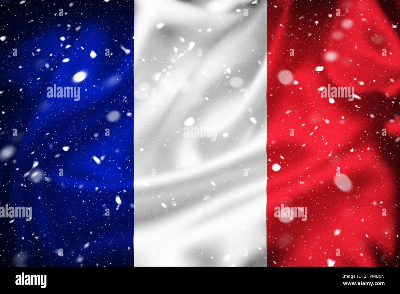 France silk surface flag and snow layer, country symbol concept Stock ...