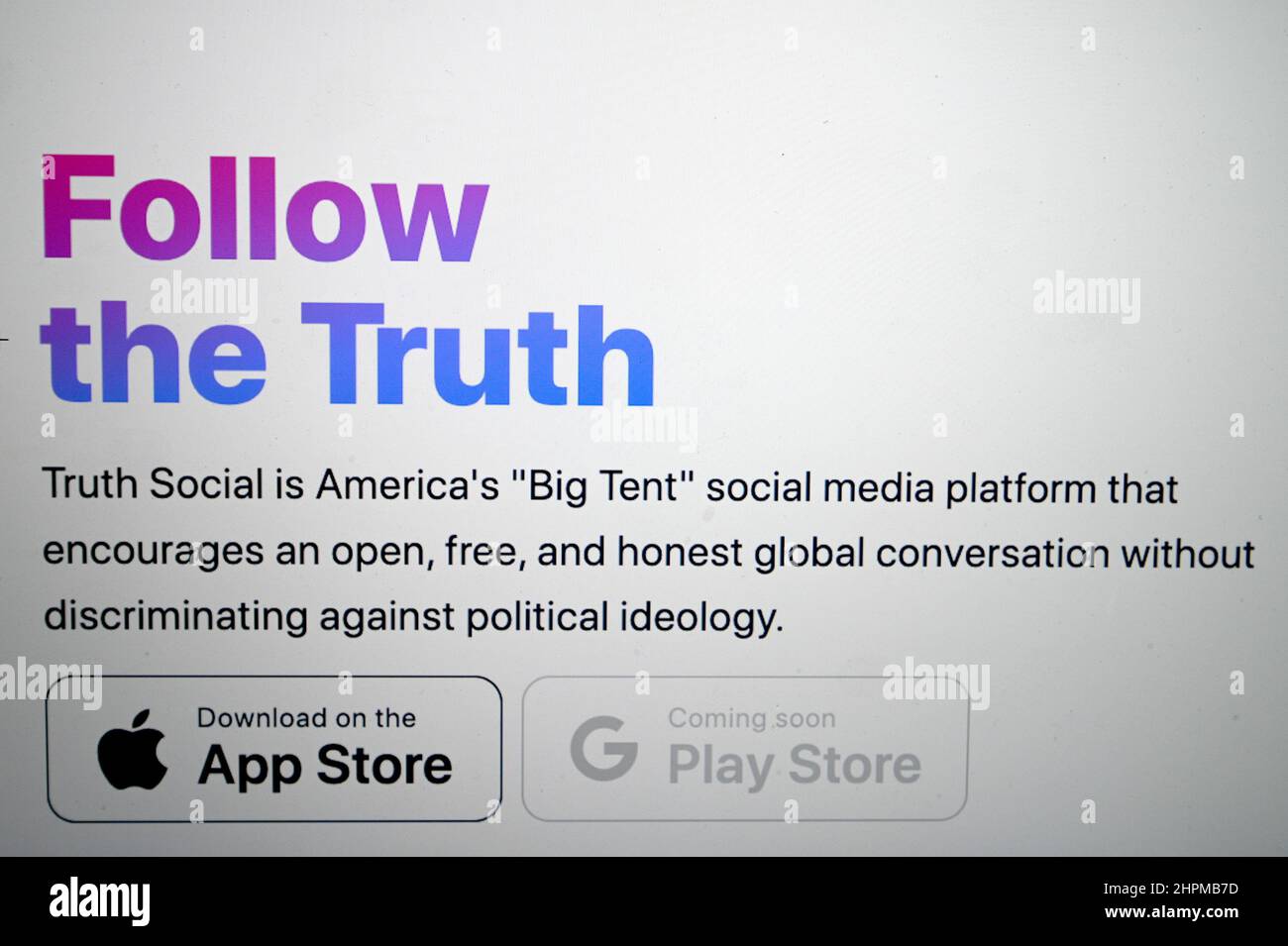 The “Truth” social media platform app, backed by former President ...