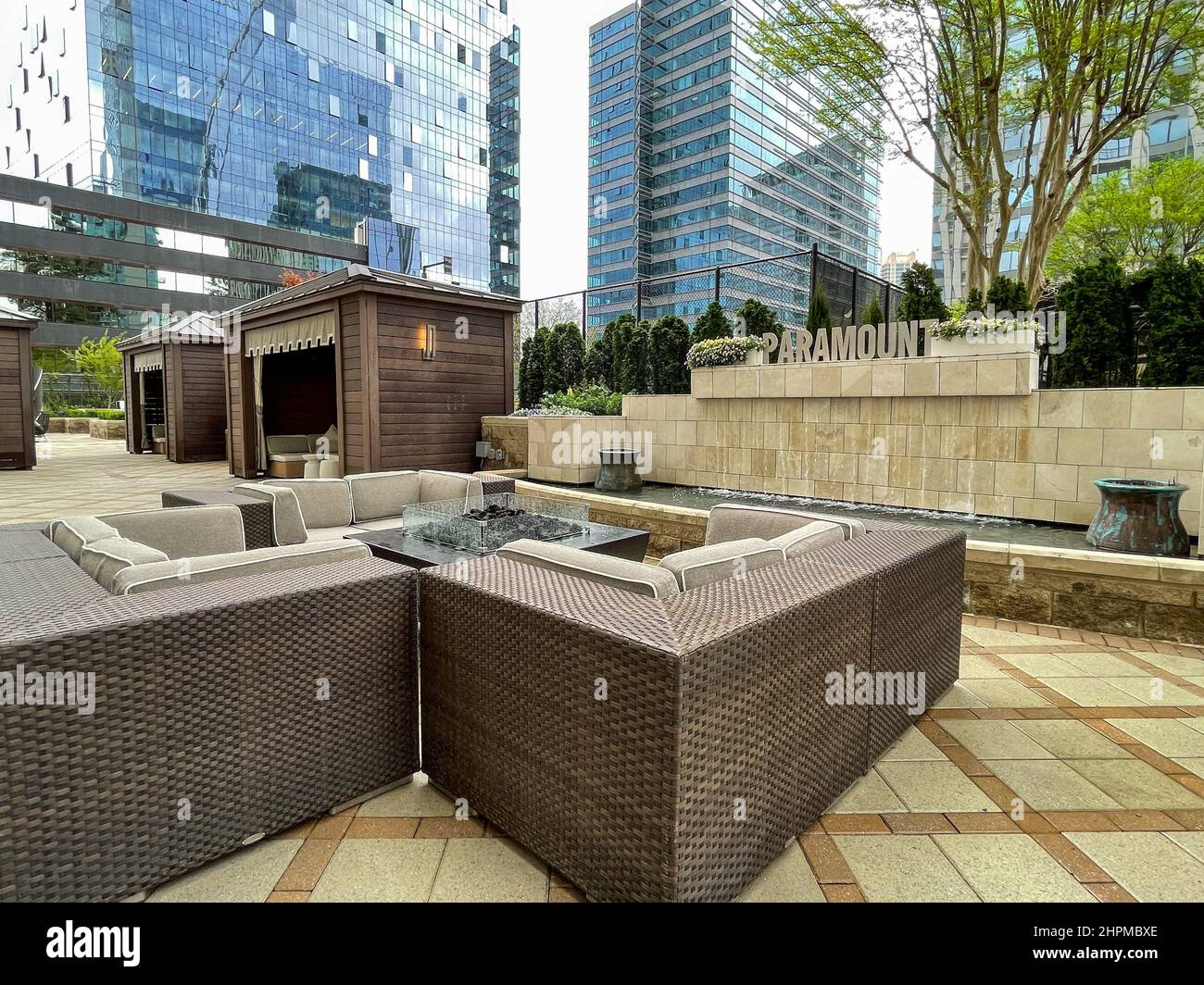 Atlanta, GA - March 28, 2021: The Paramount Condominium outdoor lounge ...