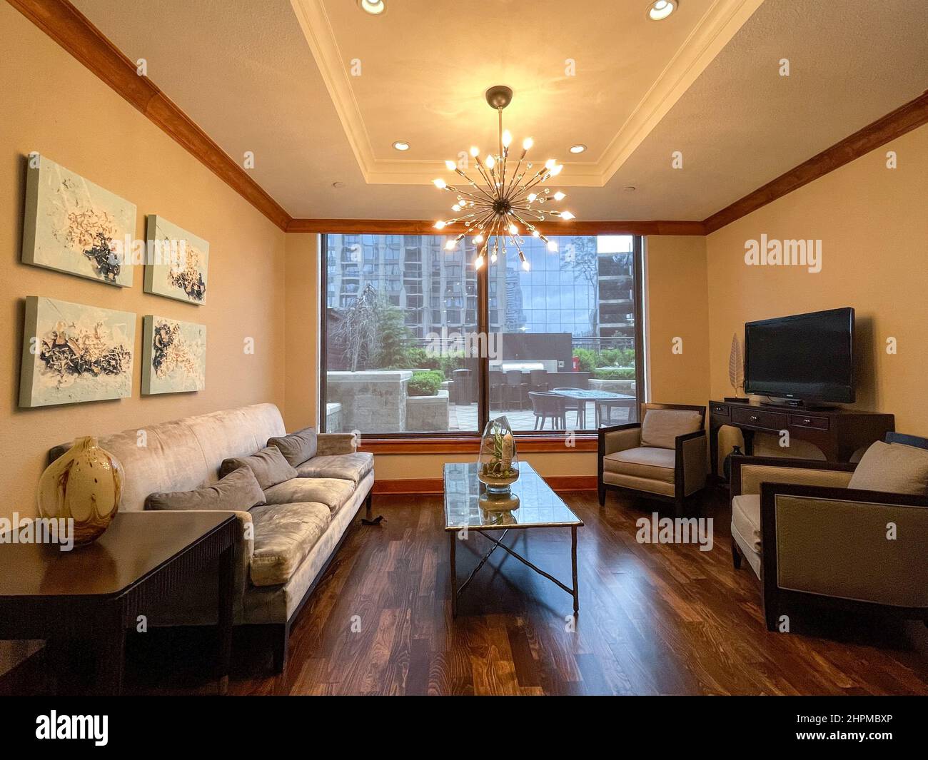 Atlanta, GA - March 28, 2021: The Paramount Condominium indoor lounge ...