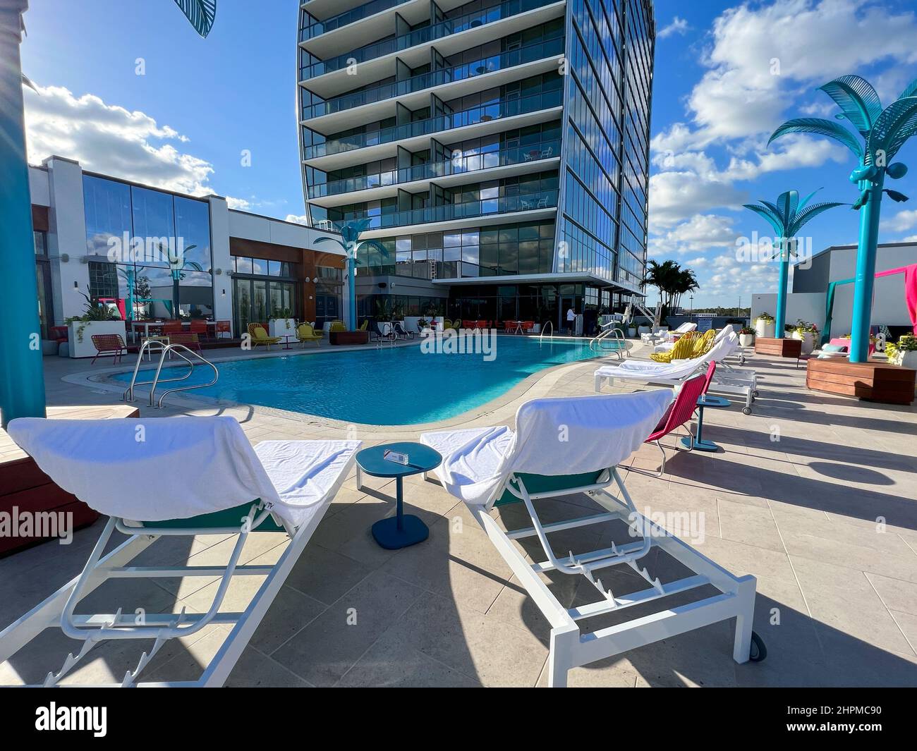 Orlando, FL USA - December 23 2021: The outdoor amenities with a ...