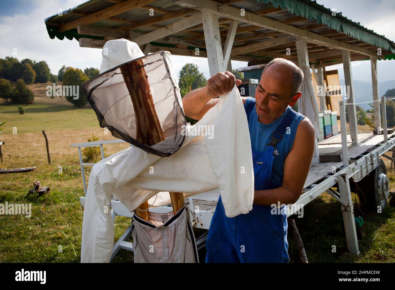 In the mountains of Kosovo near the mountain community of Budakova near ...