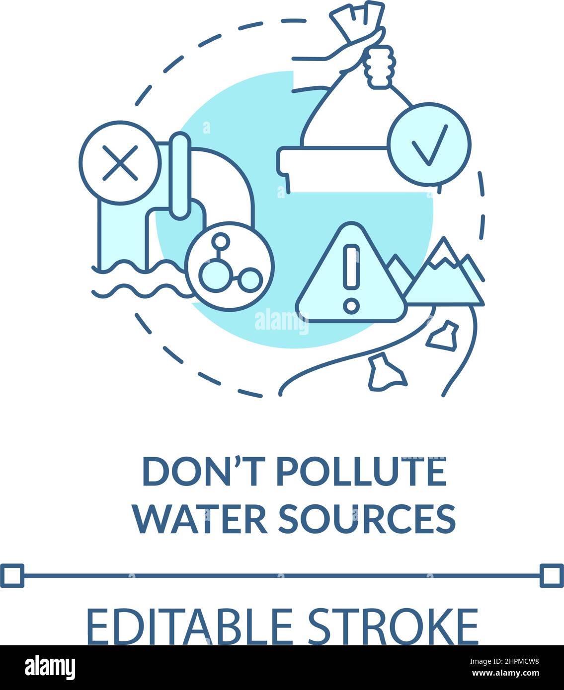 Dont pollute water sources turquoise concept icon Stock Vector Image ...