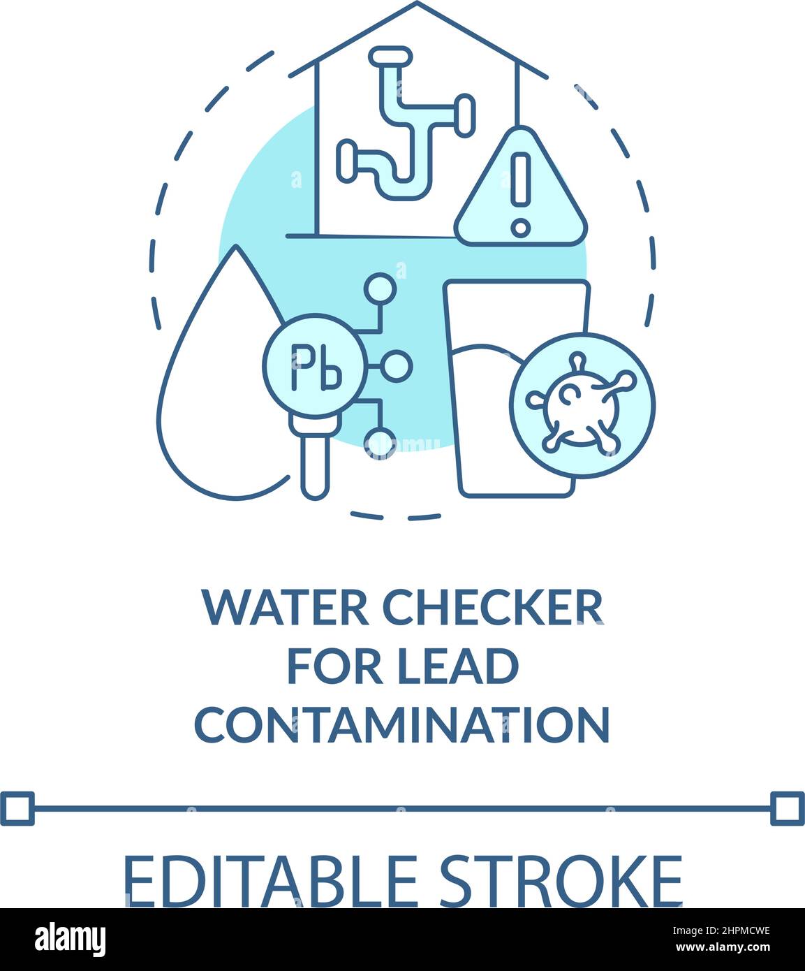 Water checker for lead contamination turquoise concept icon Stock ...