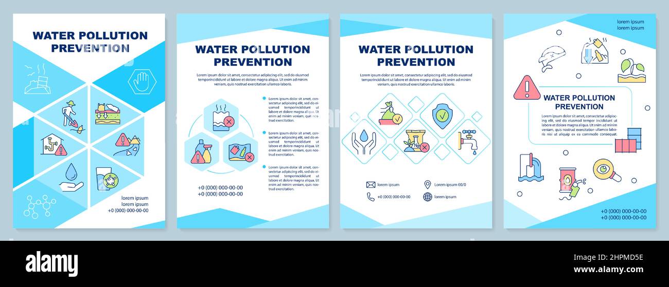 Water pollution prevention blue brochure template Stock Vector Image ...