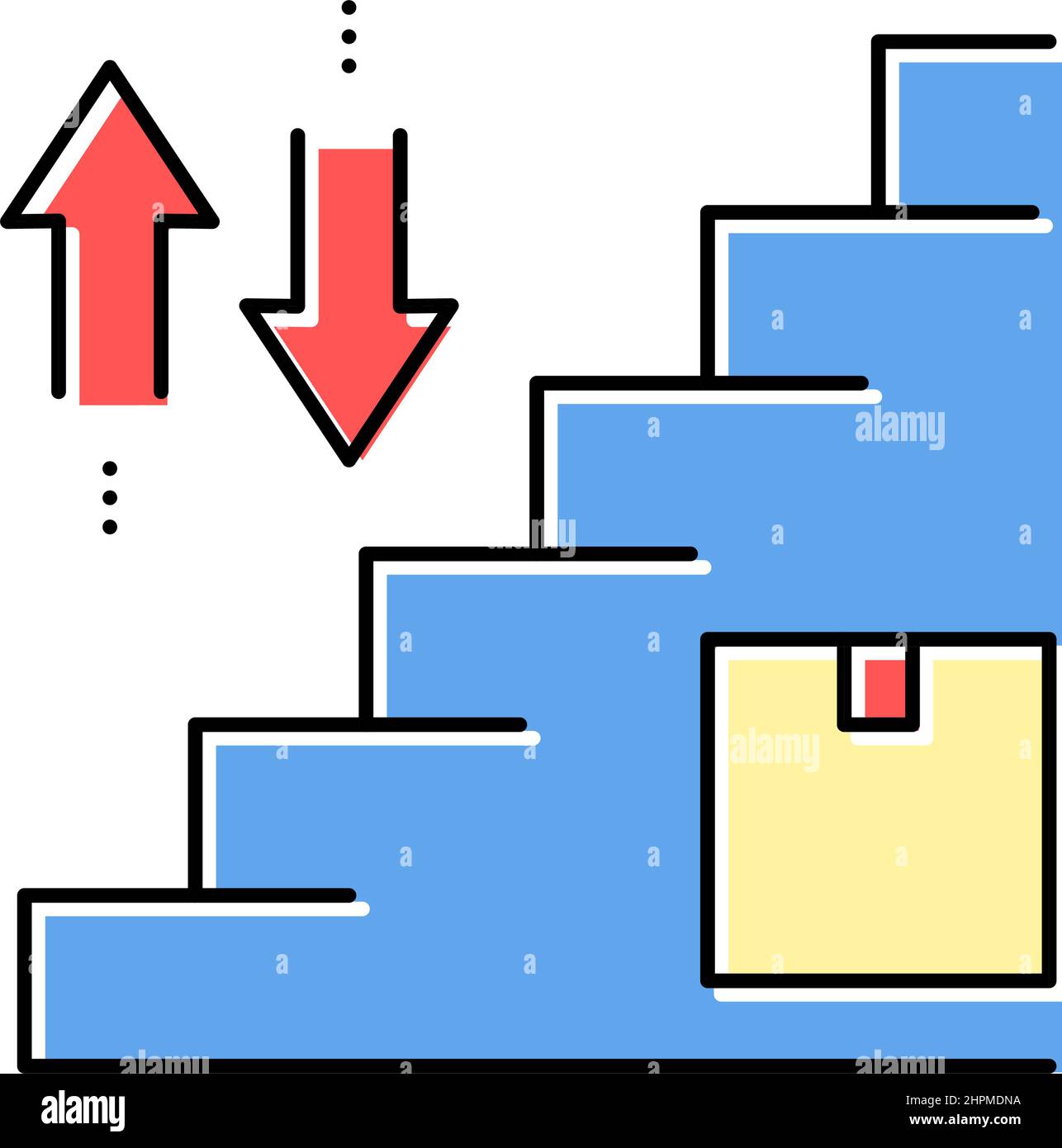 carrying box up and down steps color icon vector illustration Stock ...