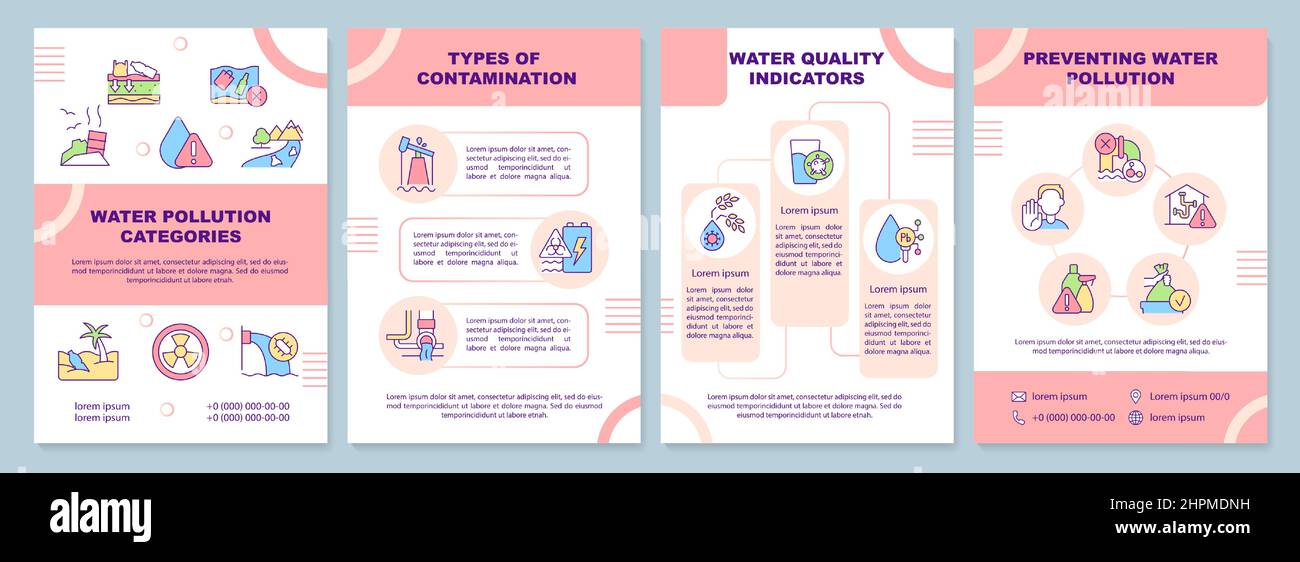 Water pollution categories pink brochure template Stock Vector Image ...