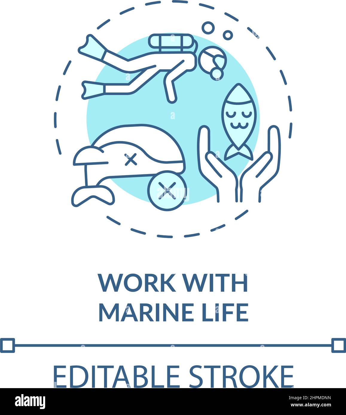 Work with marine life turquoise concept icon Stock Vector Image & Art ...