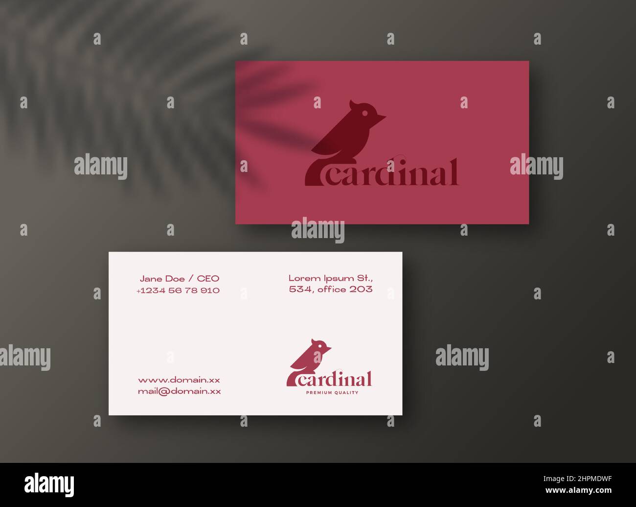 Red Cardinal Bird Modern Logo and Business Cards Template Realistic ...