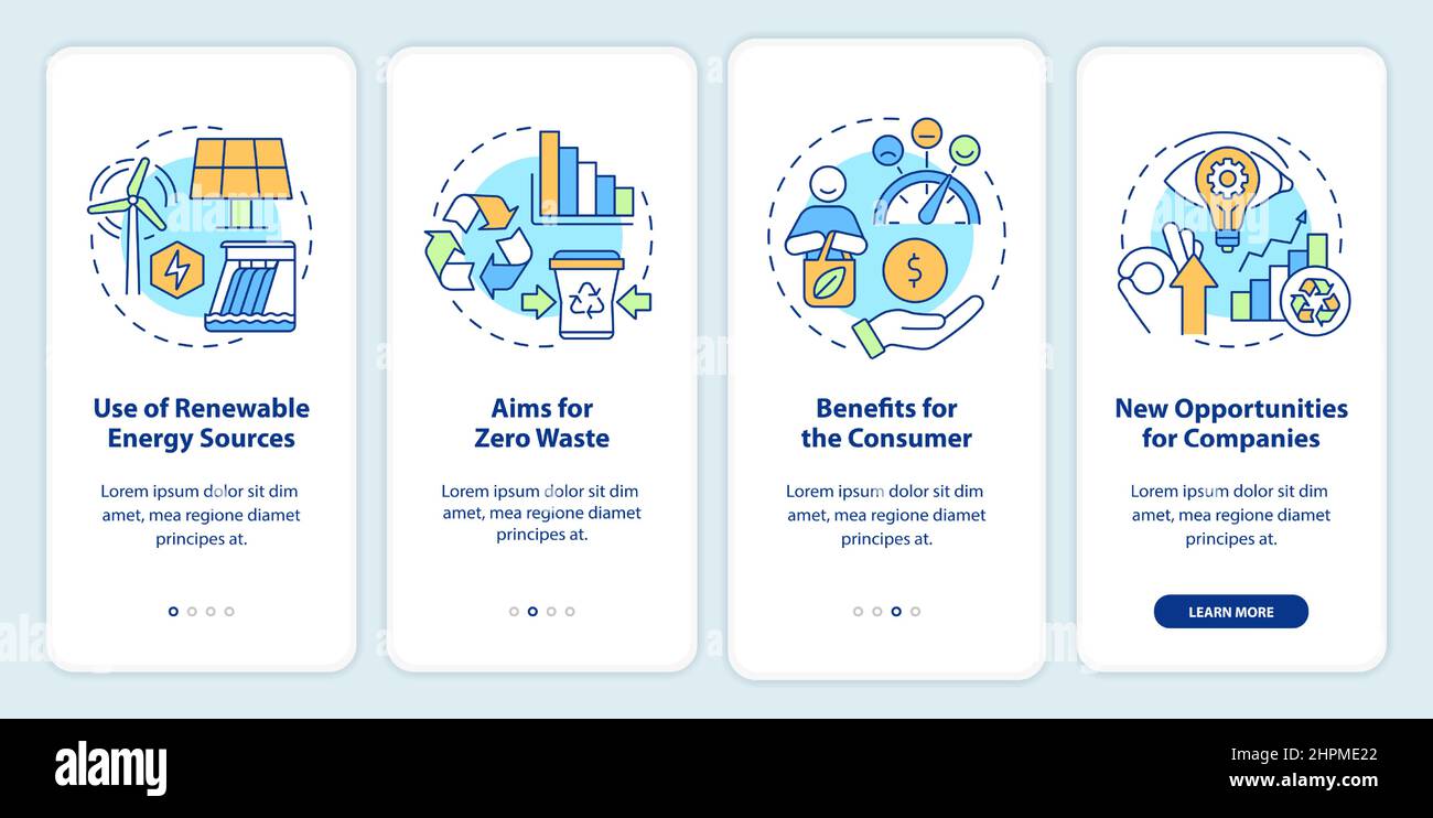 Benefits of circular economy onboarding mobile app screen Stock Vector ...