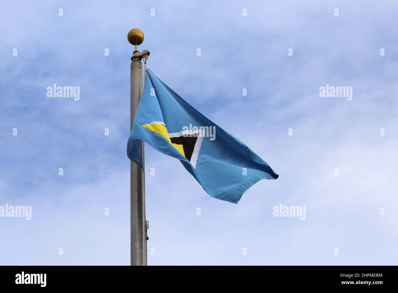 Saint Lucian National Flag, Reduit Beach, Rodney Bay, Gros Islet, Saint ...