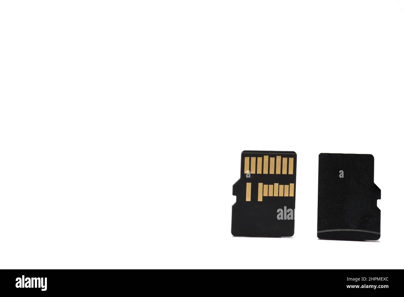 close up of two Micro SD cards seen from different sides as storage ...
