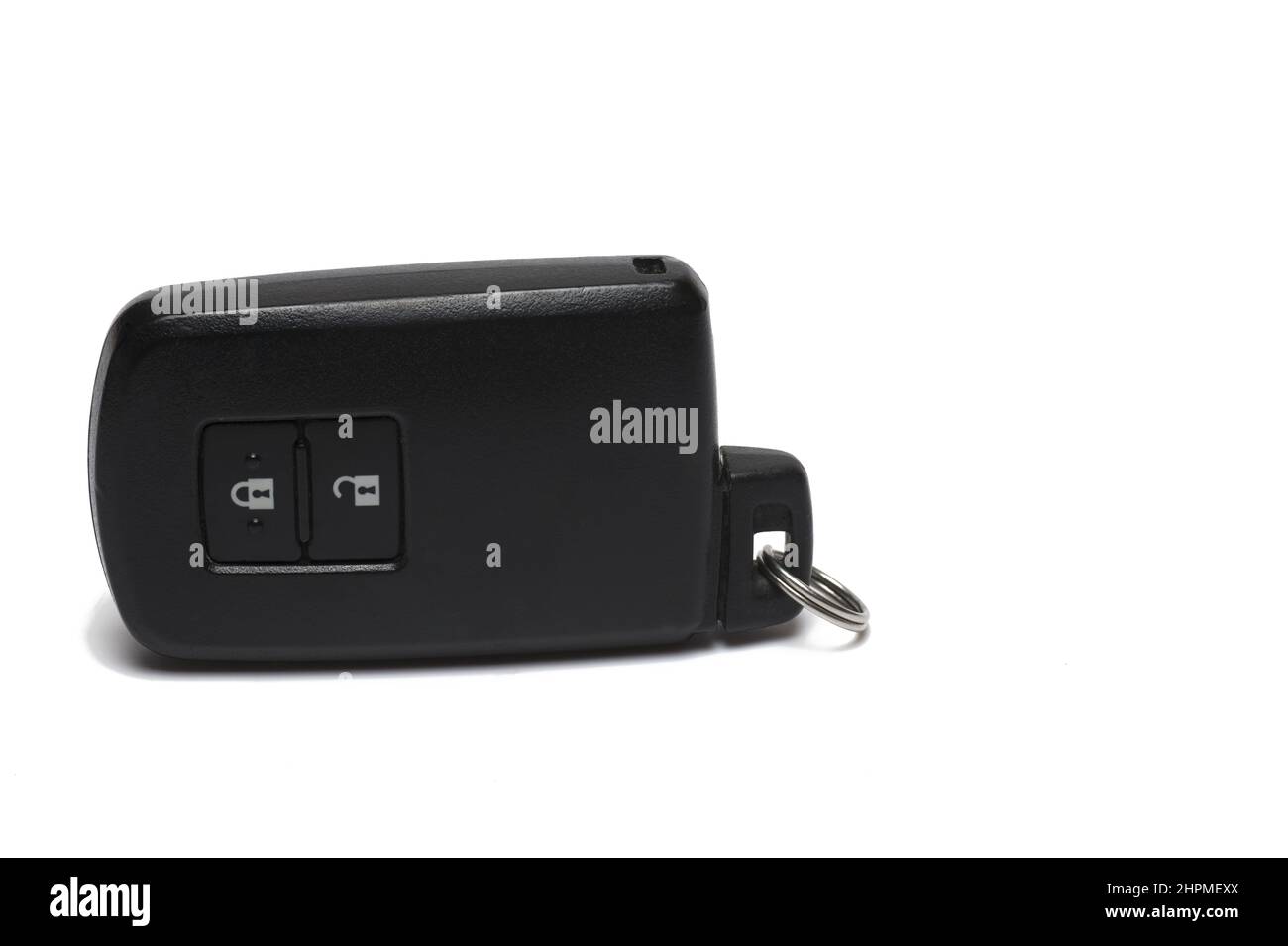 Close up of modern black car key with remote control for unlocking and ...