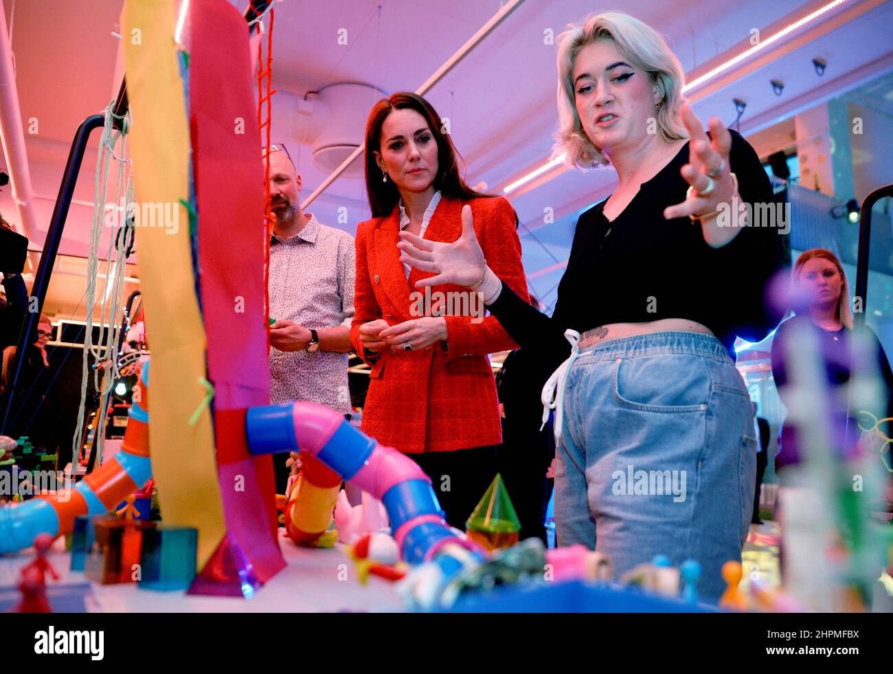 The Duchess of Cambridge (centre) during a visit to the LEGO Foundation ...