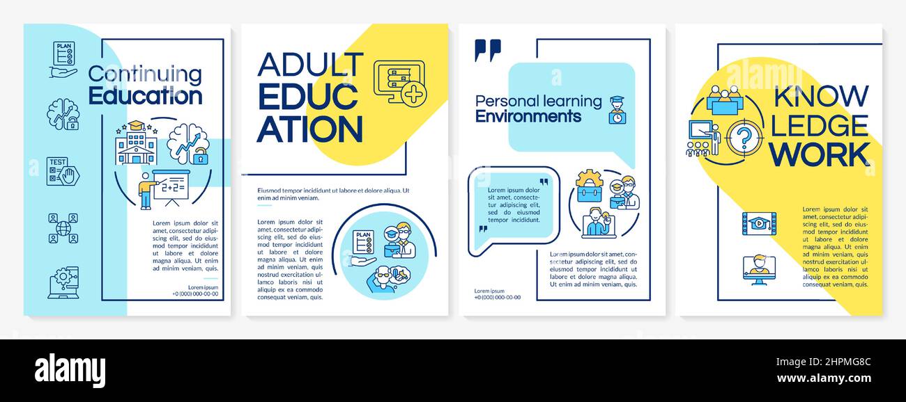 Lifelong learning contexts blue and yellow brochure template Stock ... Lifelong learning contexts blue and yellow brochure template Stock ...