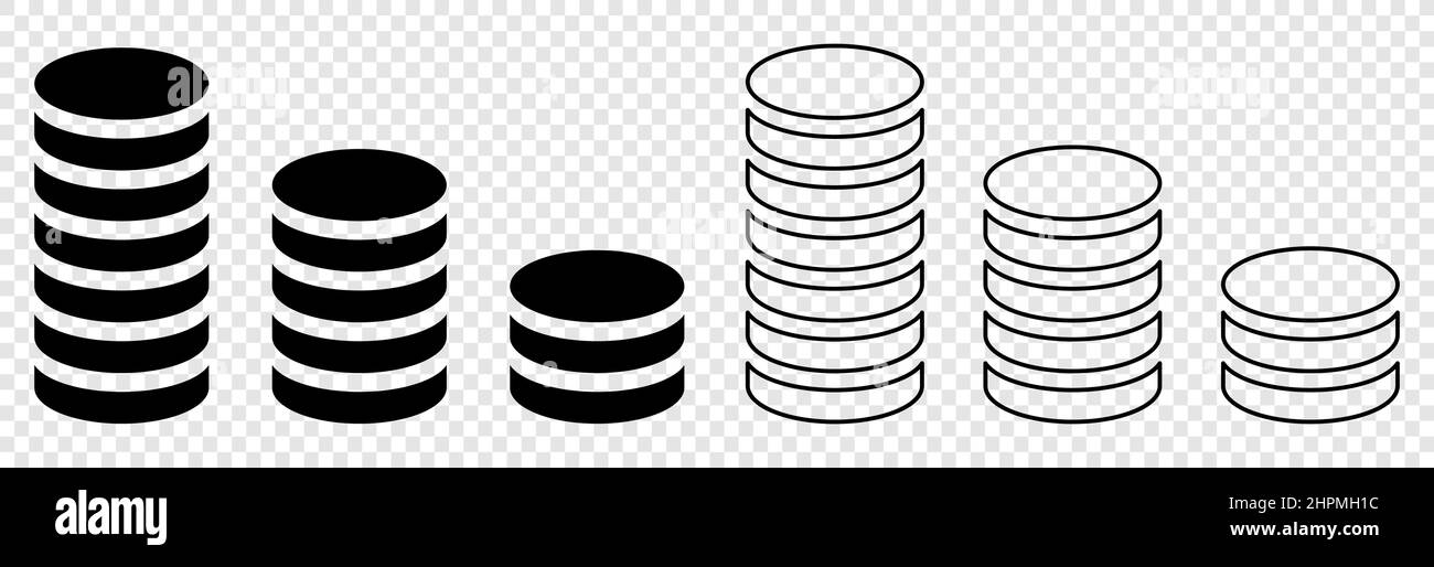 Money icon set. Flat and line art style. Vector illustration isolated ...