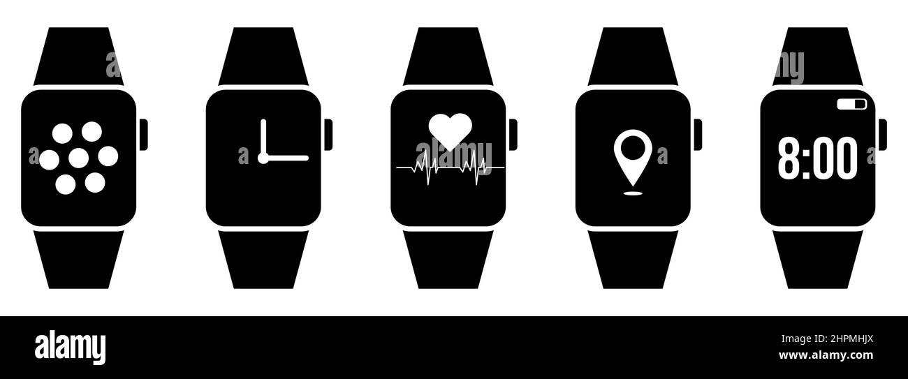 Smart watch vector icons set. Vector illustration isolated on white ...