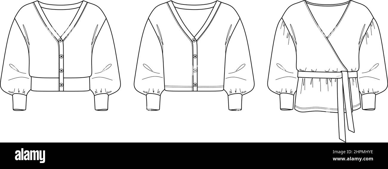 Vector long sleeved wrap jacket fashion CAD, woman winter jacket with ...