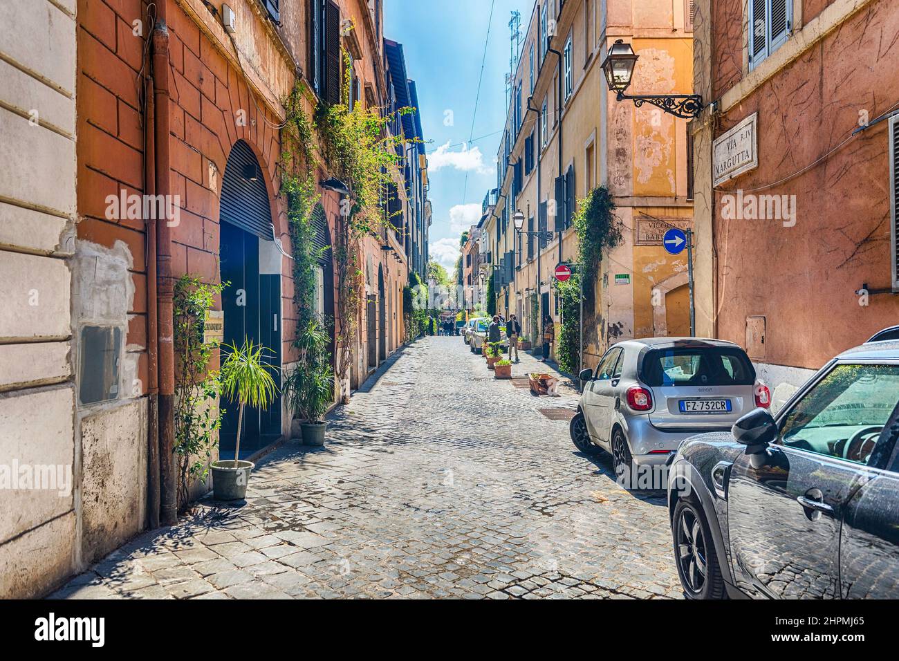 ROME - APRIL 14, 2021: Walking in the picturesque Via Margutta, in the ...