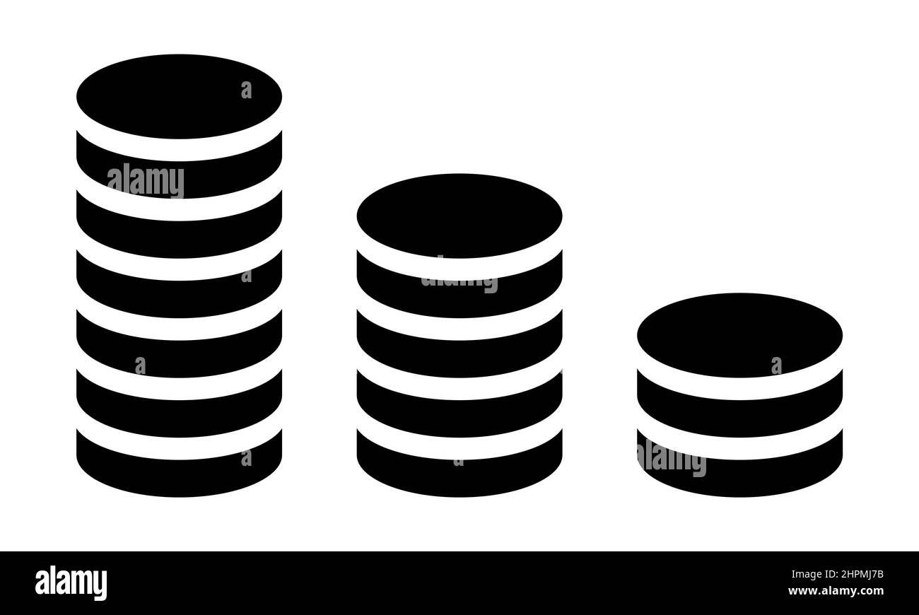 Stack of coins vector icon. Vector illustration isolated on white ...