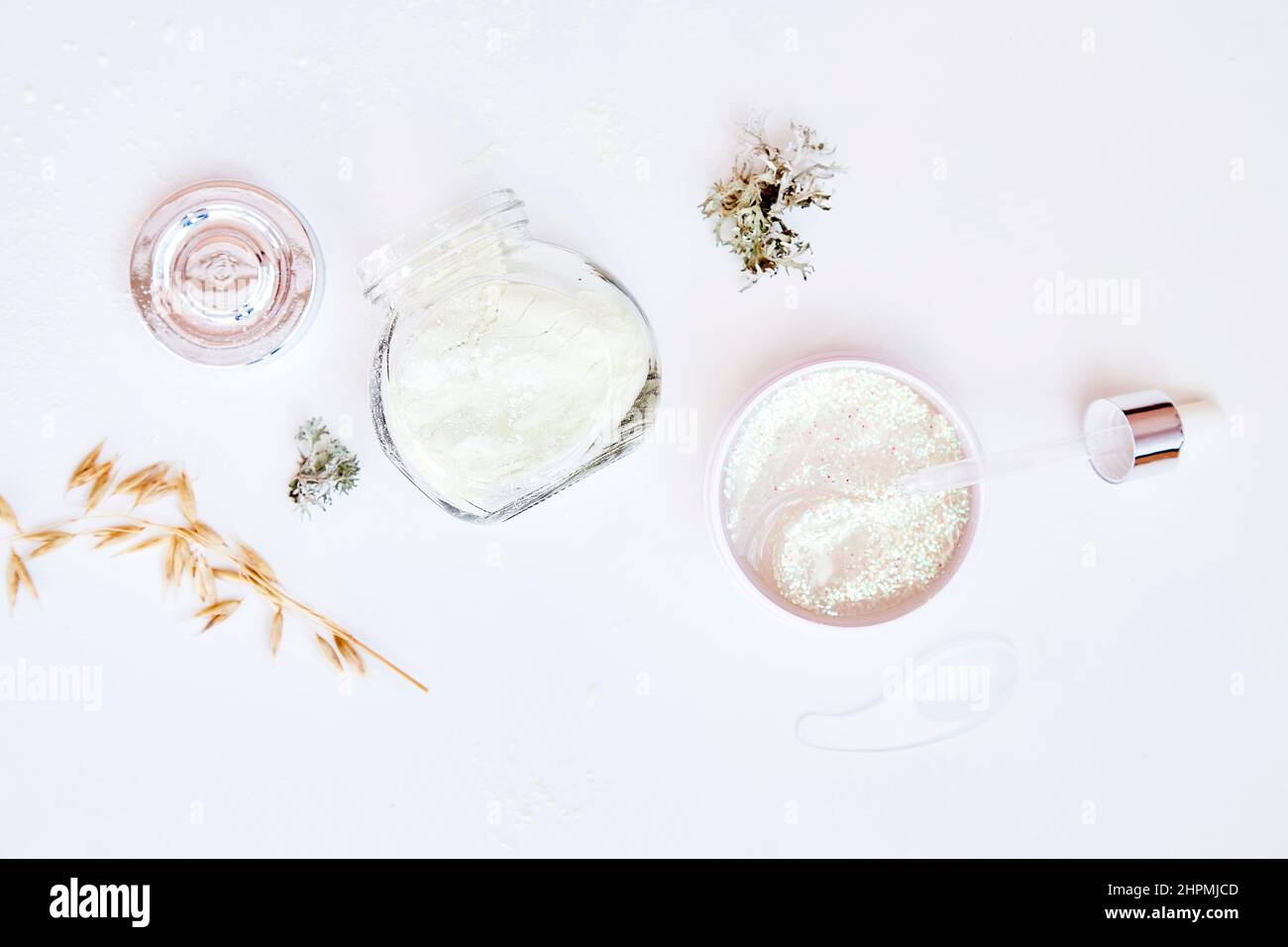 Wellness natural face care cosmetics set on white gradient background ...