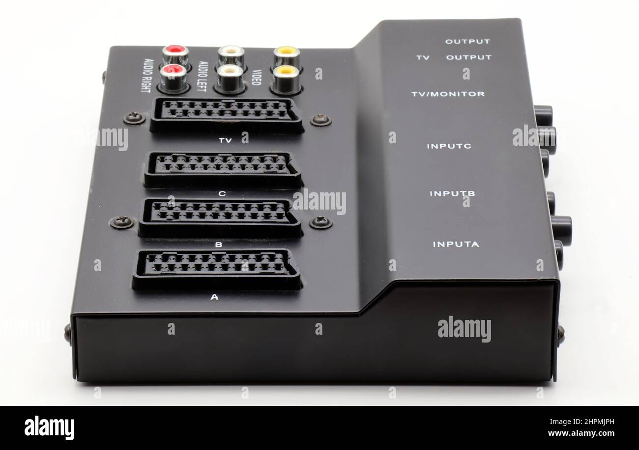 Audio-Video Switchboard. Vintage Technology isolated on white ...