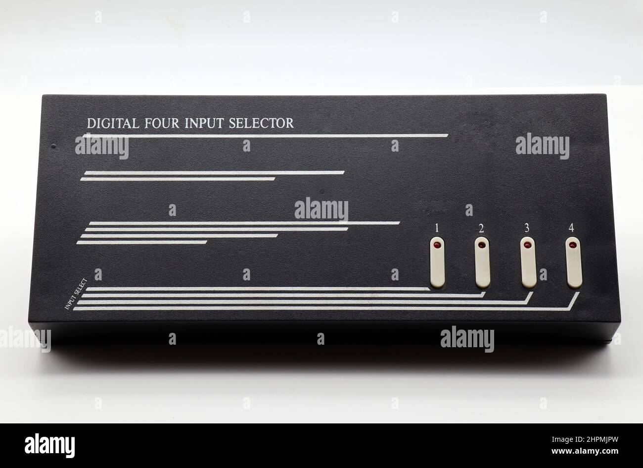 Digital four input selector. Vintage Technology isolated on white ...