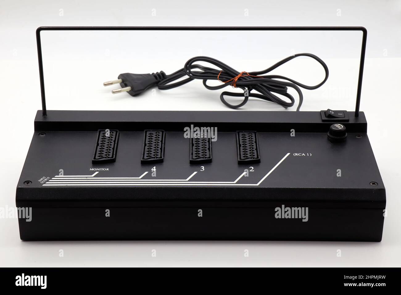 Digital four input selector. Vintage Technology isolated on white ...