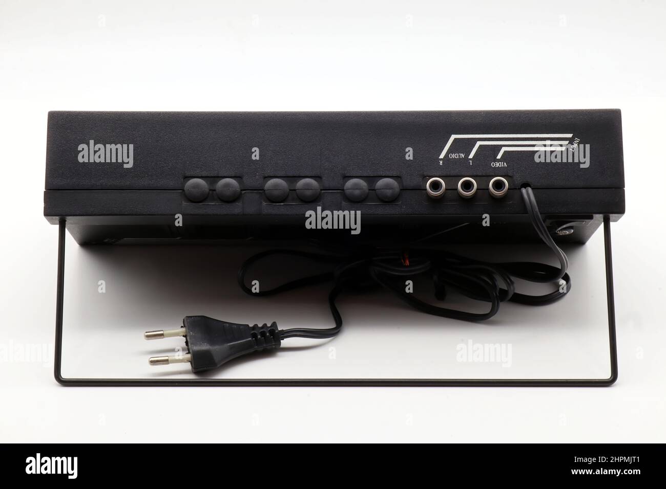 Digital four input selector. Vintage Technology isolated on white ...